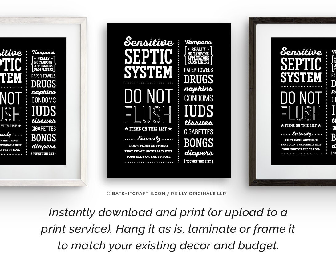 FUNNY Septic System PRINTABLE SIGN Do Not Flush Wipes - Etsy