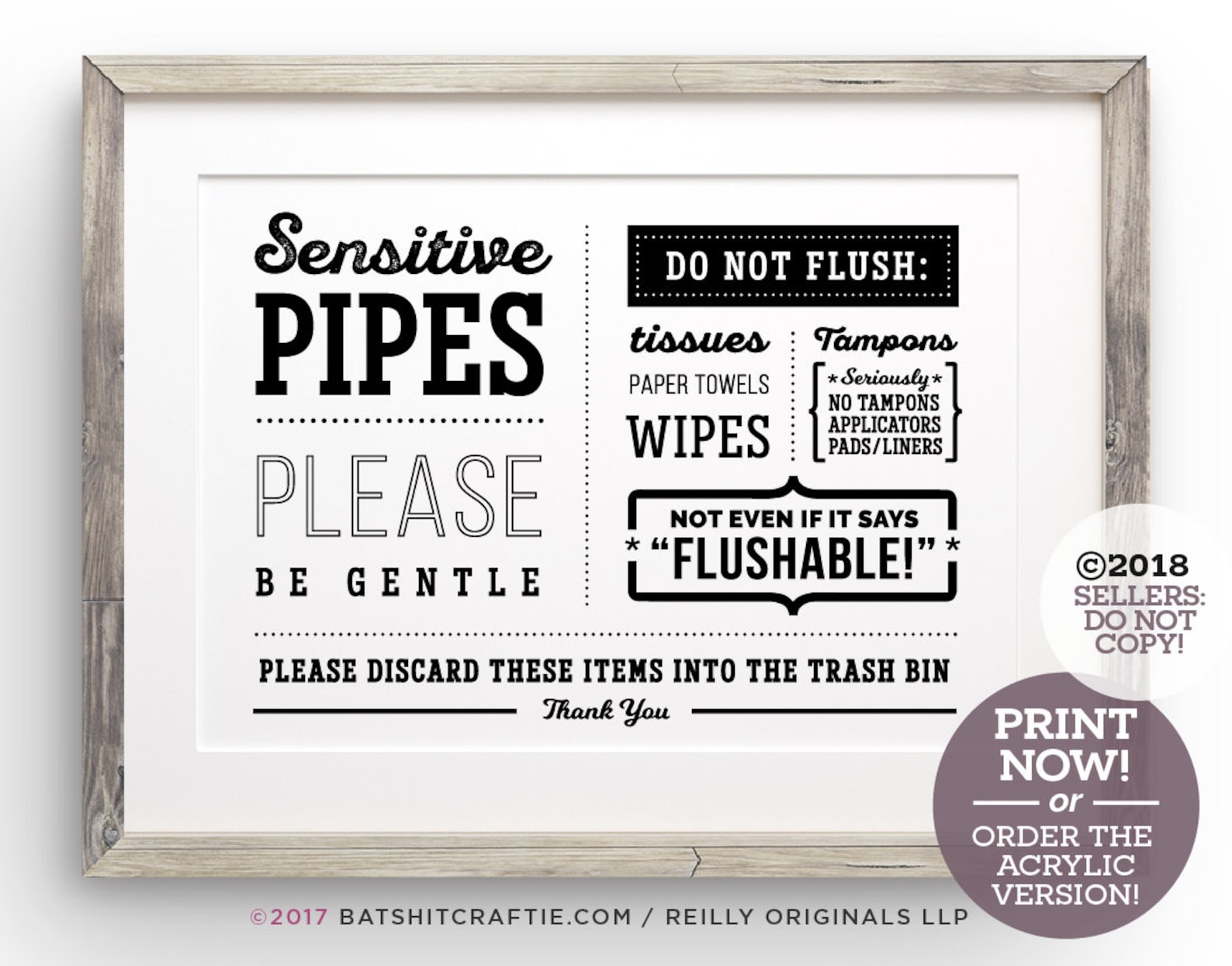 Sensitive Pipes Sign Ready to Ship or Print at home | Etsy