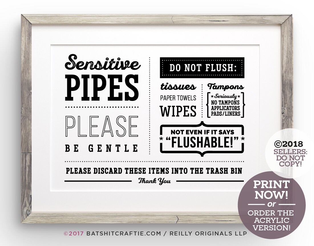 Sensitive Pipes Sign Ready to Ship or Print at home | Etsy