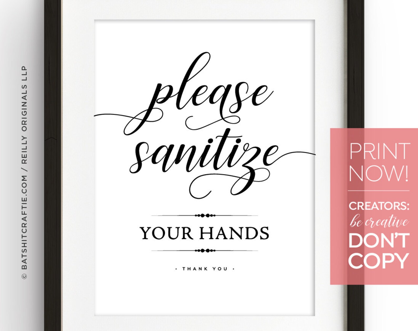 Please Sanitize Elegant PRINTABLE Sign Casual Modern Script | Etsy