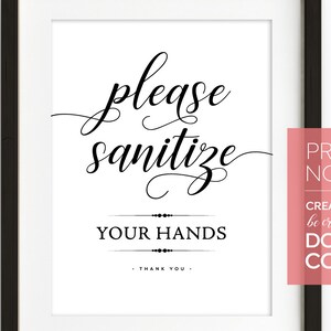 Please Sanitize Elegant PRINTABLE Sign Casual Modern Script ~ for ...