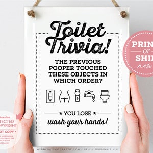 Printable Funny Bathroom Sign ~ Toilet Trivia {protected by Copyright ...