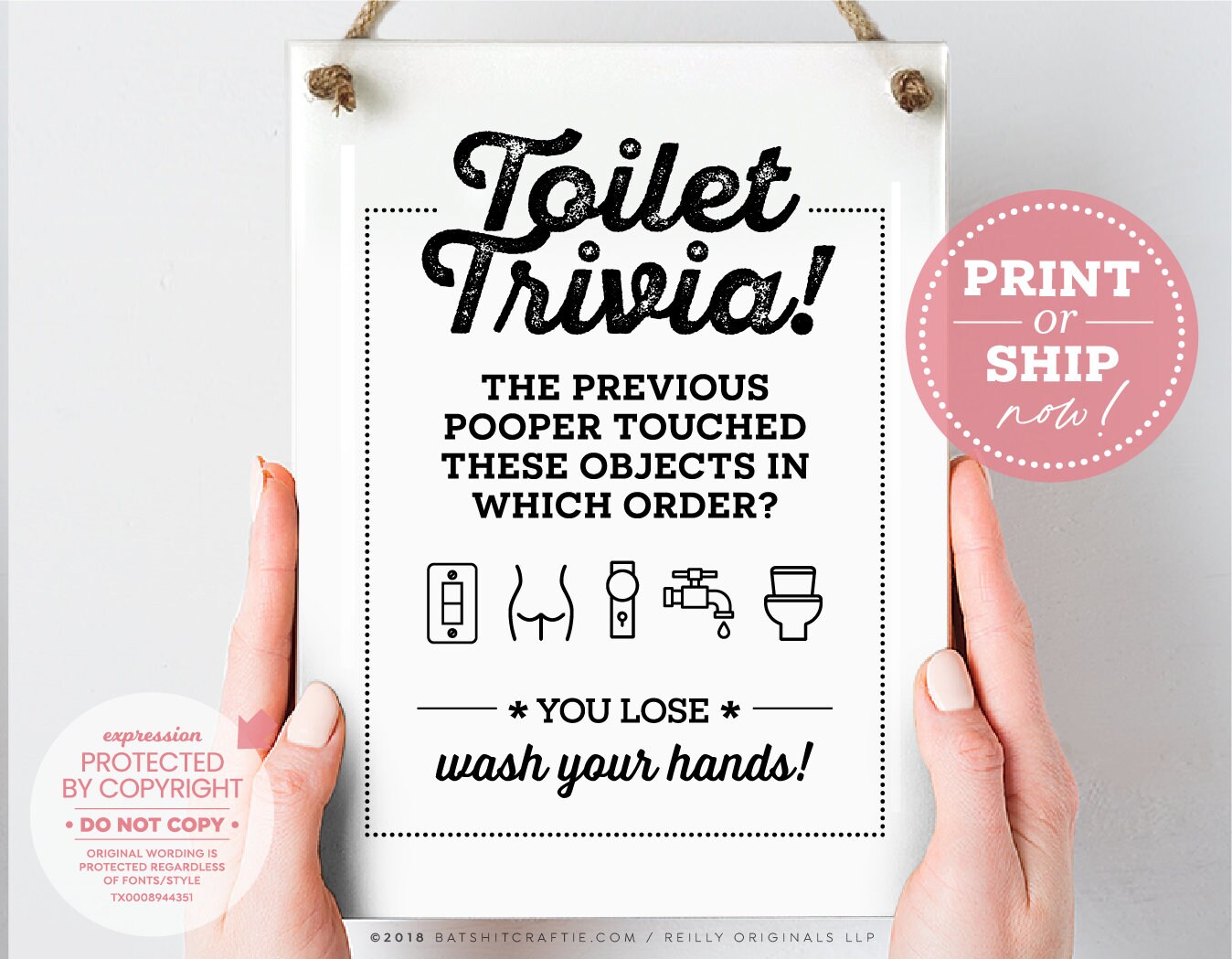 Printable Funny Bathroom Sign Toilet Trivia protected by - Etsy