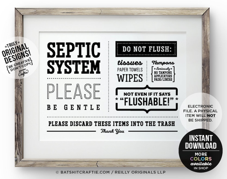 Septic System Sign PRINTABLE Bathroom Sensitive Plumbing Do | Etsy Canada