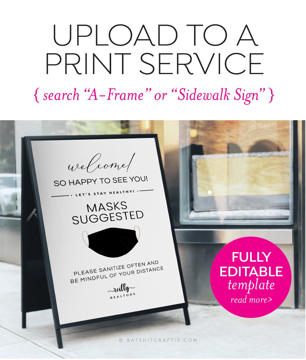 Fully Editable Printable Template for 24x36" A-frame Sidewalk Sign ...