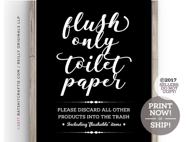 Flush Only Toilet Paper Sign Ready to Print Instantly or - Etsy