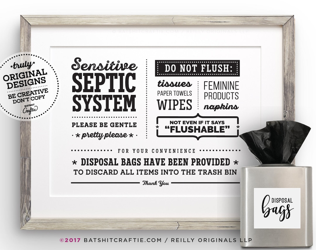 Sensitive Septic System Printable Bathroom Sign + Disposal Bag Labels ...