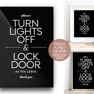 Please Turn Lights off & Lock Door Sign ~ Download and Print Instantly ...