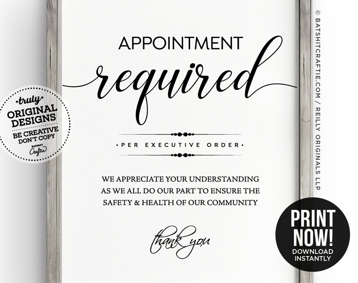 Appointment Required PRINTABLE SIGN Modern Simple Poster | Etsy