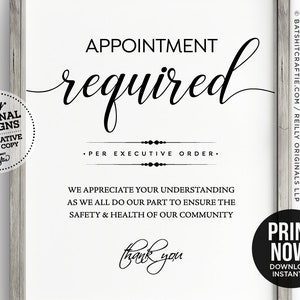 Appointment Required PRINTABLE SIGN ~ Modern Simple Poster Cute Wash ...