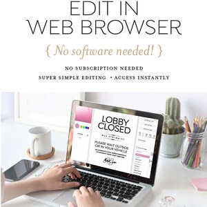 Lobby Remains Closed Fully Editable PRINTABLE SIGN Customized Mask ...