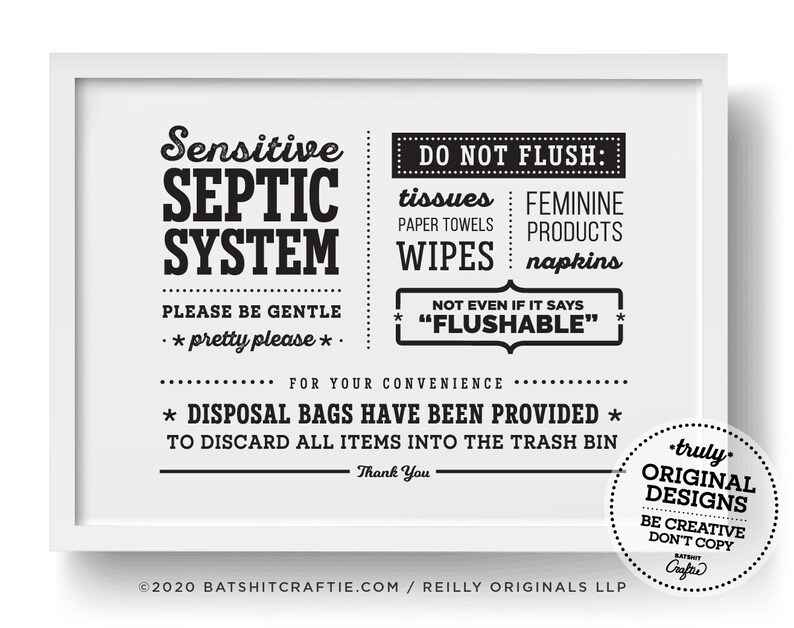 Sensitive Septic System Printable Bathroom Sign Disposal Bag | Etsy