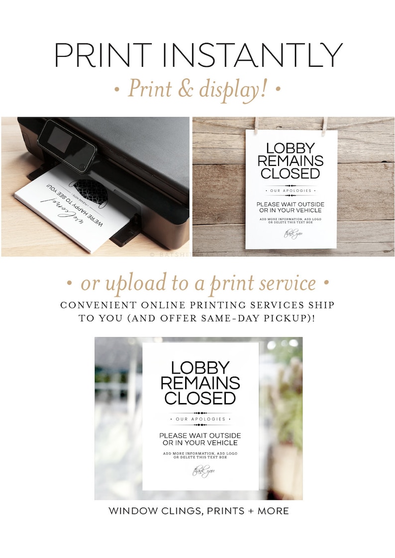 Lobby Remains Closed Fully Editable PRINTABLE SIGN - Etsy