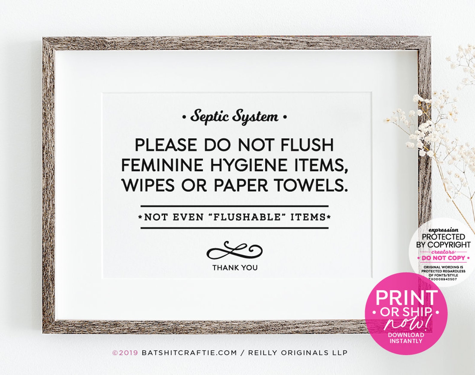 Elegant Septic System Bathroom Sign Do Not Flush - Etsy