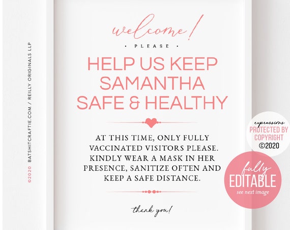 Keep Our Newborn Baby Safe Printable Sign Fully Editable - Etsy