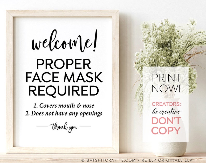 Proper Face Mask Required Cover Mouth & Nose No Holes Openings - Etsy