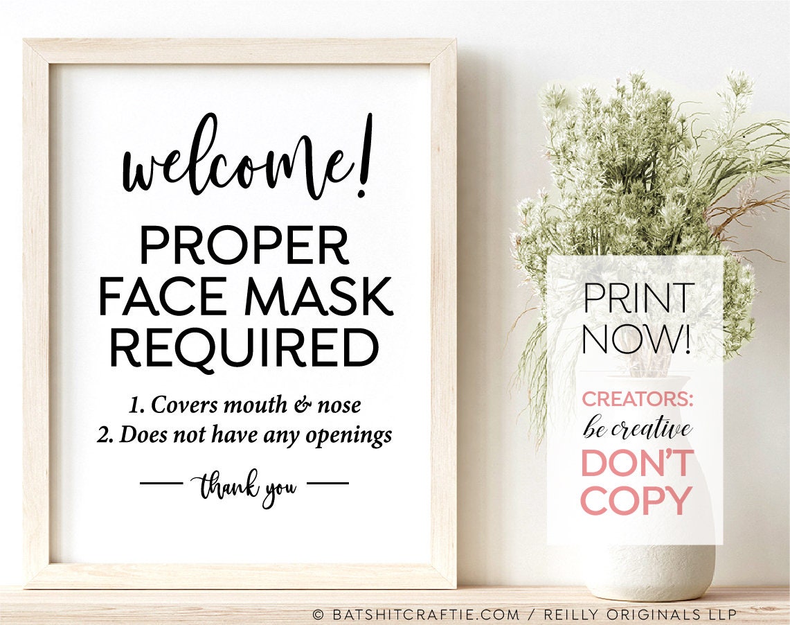 Proper Face Mask Required Cover Mouth & Nose No Holes Openings - Etsy
