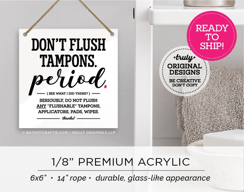 Funny Bathroom Sign Don't Flush Tampons Period Do Not | Etsy