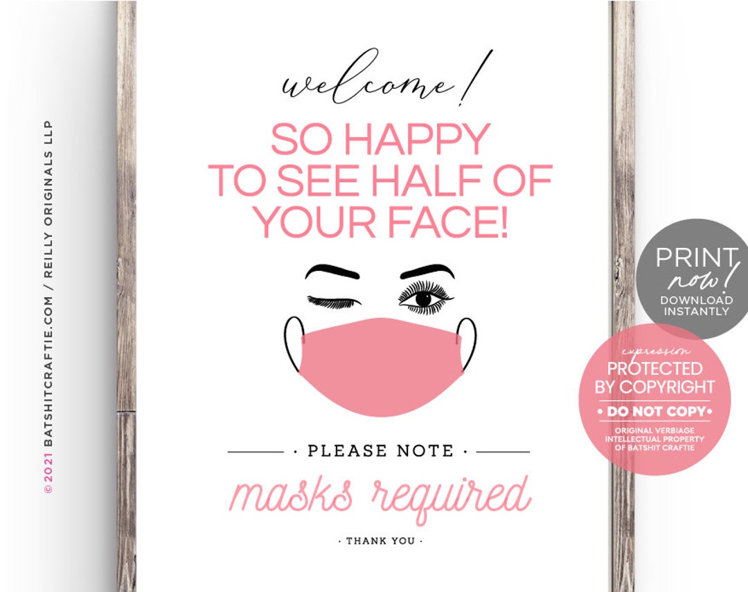 Funny Mask Required Printable Sign Instantly Download Print protected ...