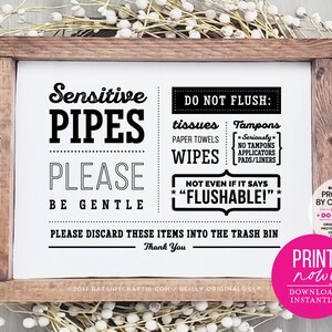 Sensitive Pipes Sign ~ Ready to Ship or Print at Home Instantly! Cute ...