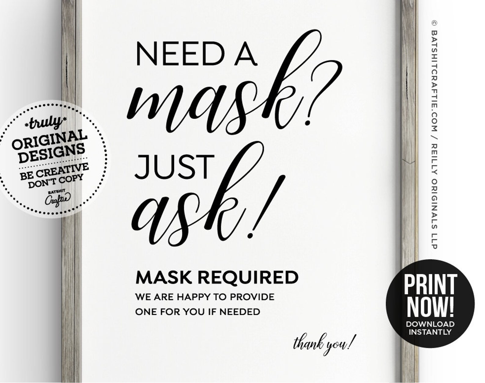 Need a Mask Just Ask Required PRINTABLE Sign Office Restaurant Bathroom ...