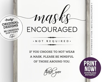 Masks Encouraged Sign - Etsy