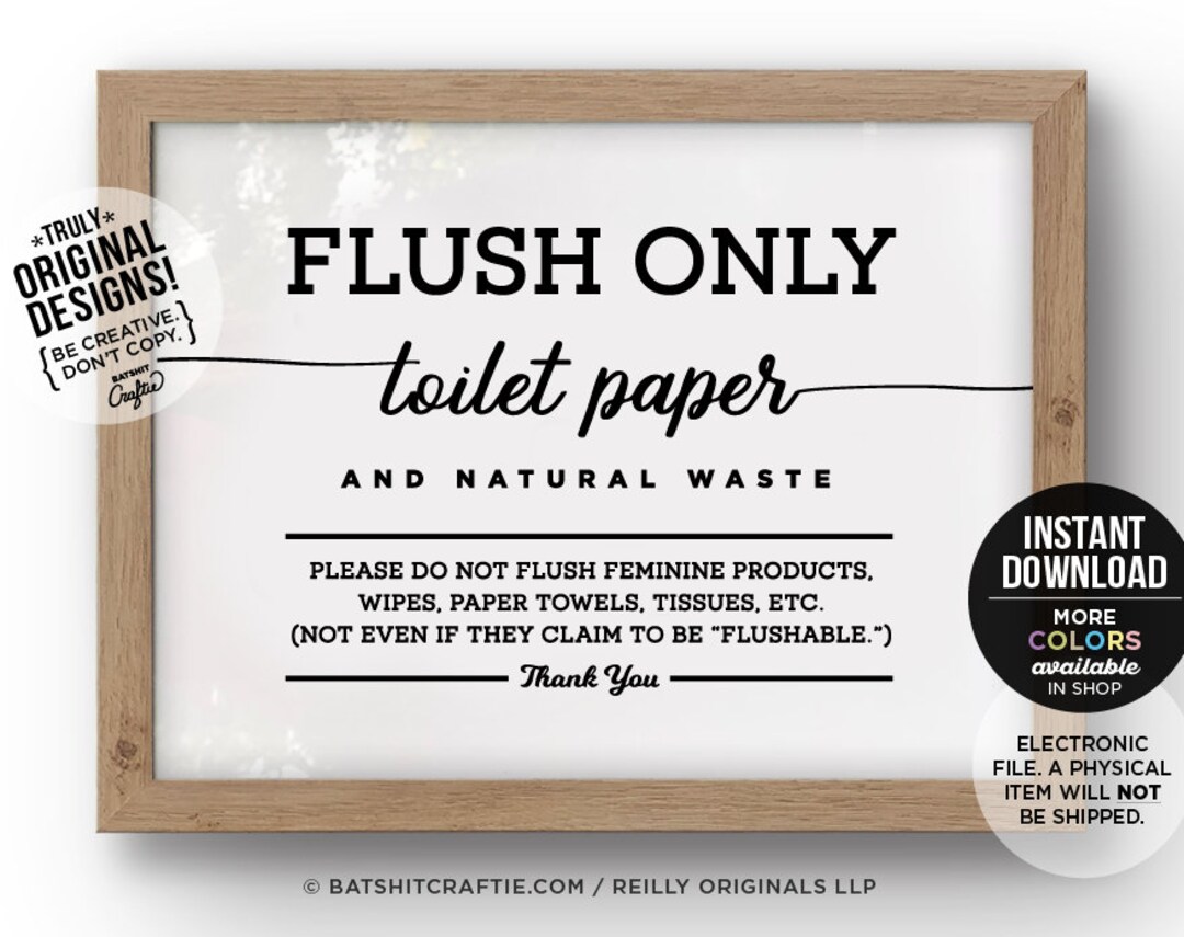 Septic System Sign PRINTABLE Bathroom Sensitive Plumbing Flush Only Pee ...