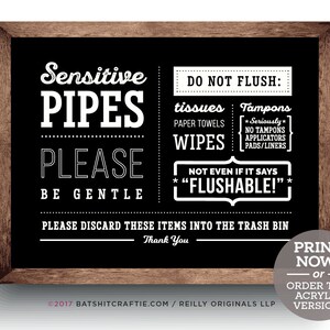 Sensitive Pipes Sign ~ Ready to Ship or Print at Home Instantly! Cute ...