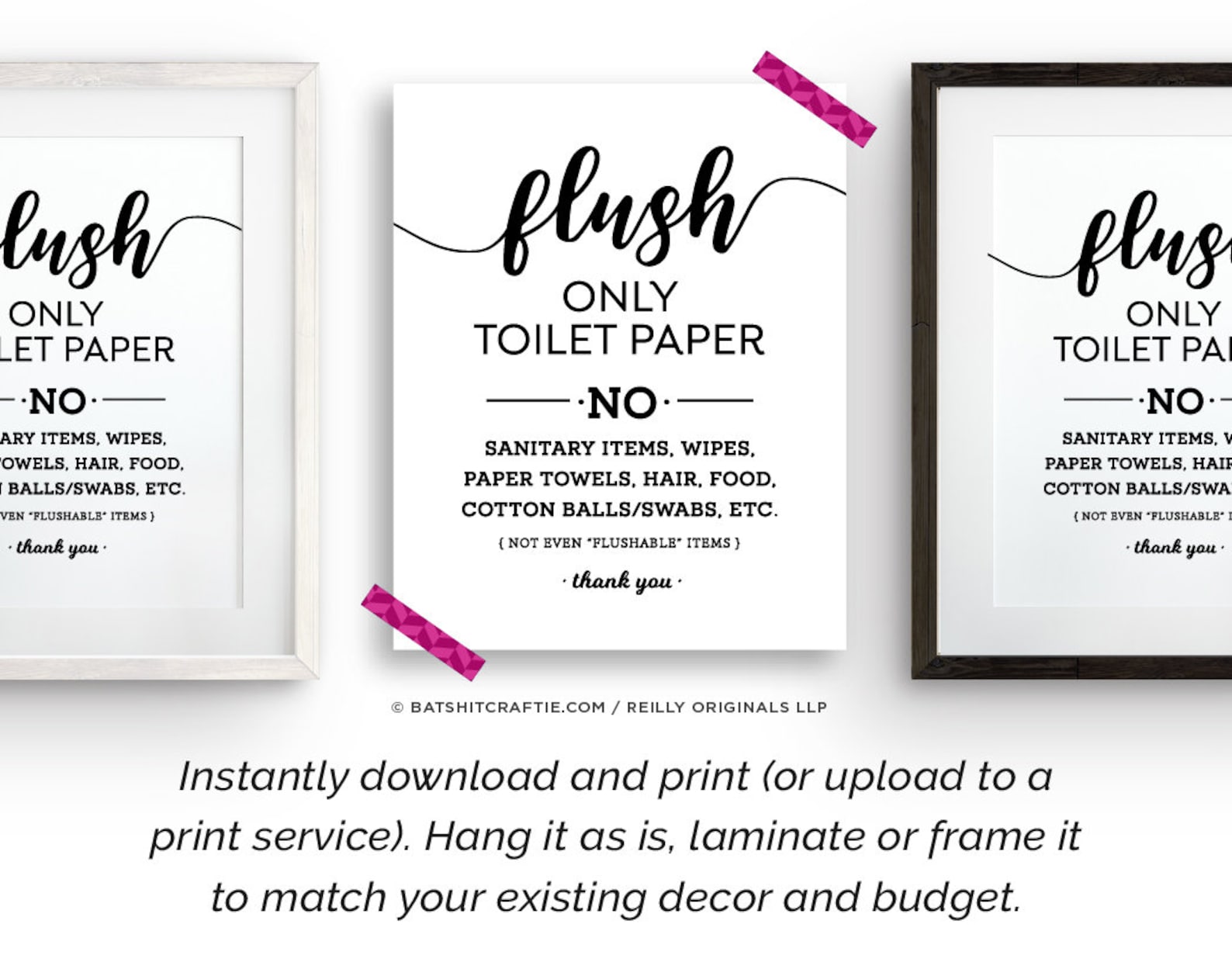 Cute Flush Only Toilet Paper PRINTABLE Bathroom Sign for - Etsy