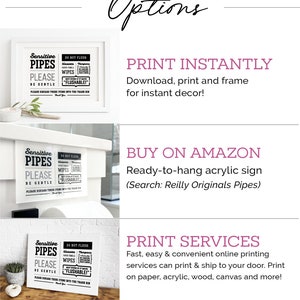 Sensitive Pipes Sign ~ Ready to Ship or Print at Home Instantly! Cute ...
