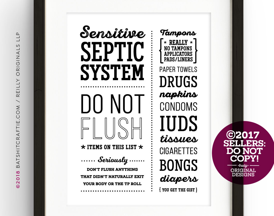 FUNNY Septic System PRINTABLE SIGN Do Not Flush Wipes | Etsy