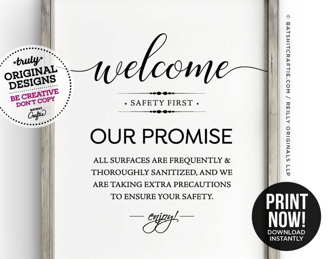 Our PROMISE Printable Sign Surfaces Sanitized Extra - Etsy