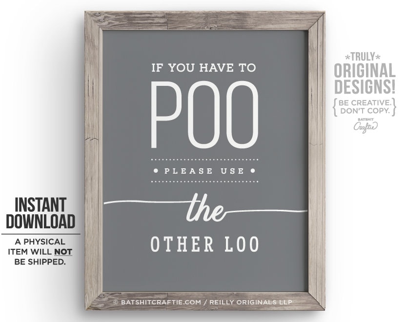 Bathroom Sign PRINTABLE Do Not Flush Poo Number #2 Two Septic System ...