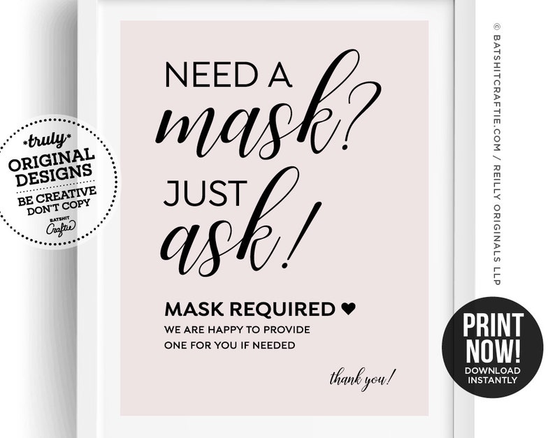 Need a Mask Just Ask Printable Sign Cute Poster for Office - Etsy