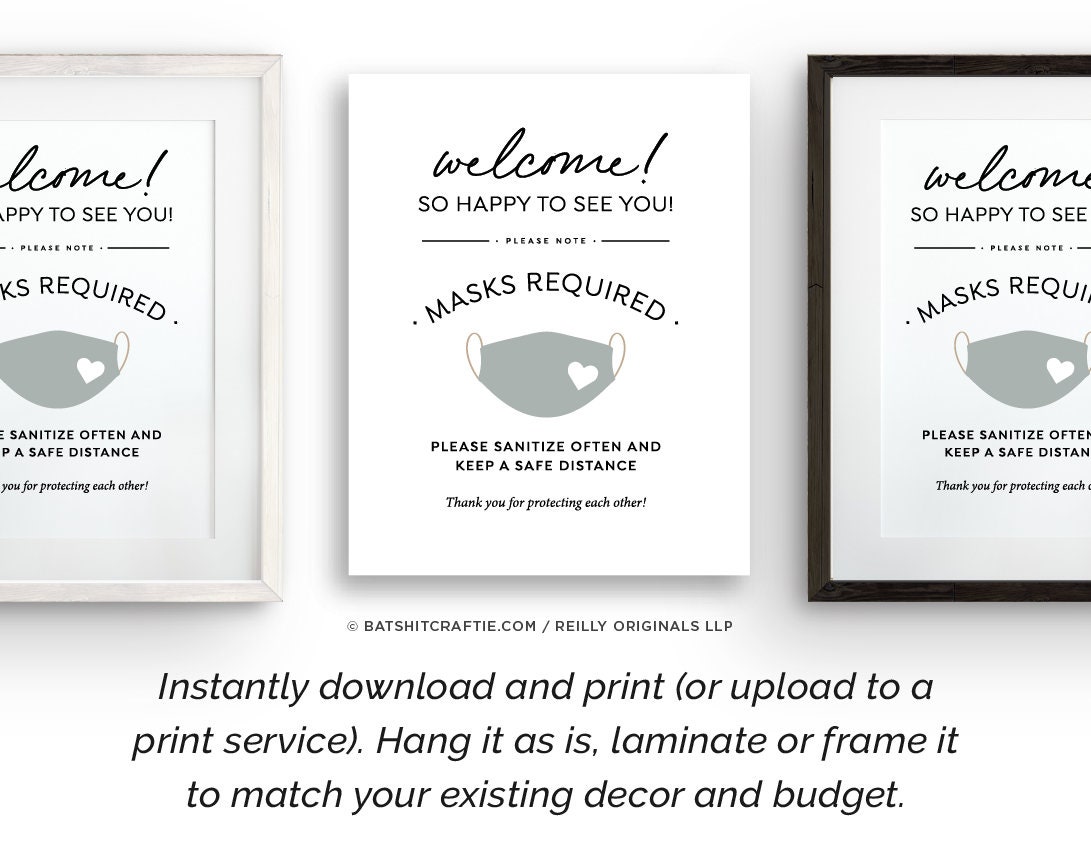 Cute Mask Required PRINTABLE Sign Sanitize Often & Keep a - Etsy