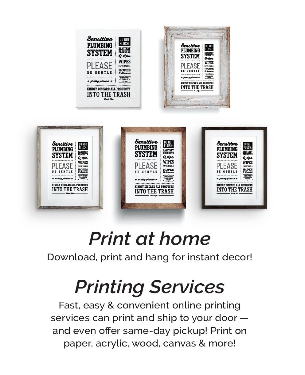 Sensitive Plumbing Bathroom Sign Ready to Ship or Print | Etsy