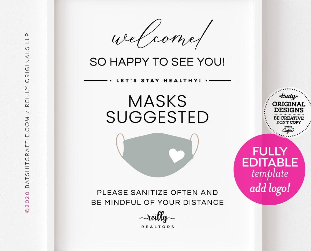 Fully Editable Printable Template Masks Suggested or Change to Required ...