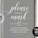 Please Wear Mask Sanitize Distance PRINTABLE Sign Elegant - Etsy