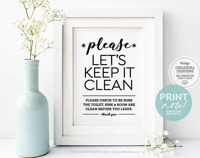 Please Keep It Clean Bathroom Sign PRINTABLE Sink and Toilet Cute ...