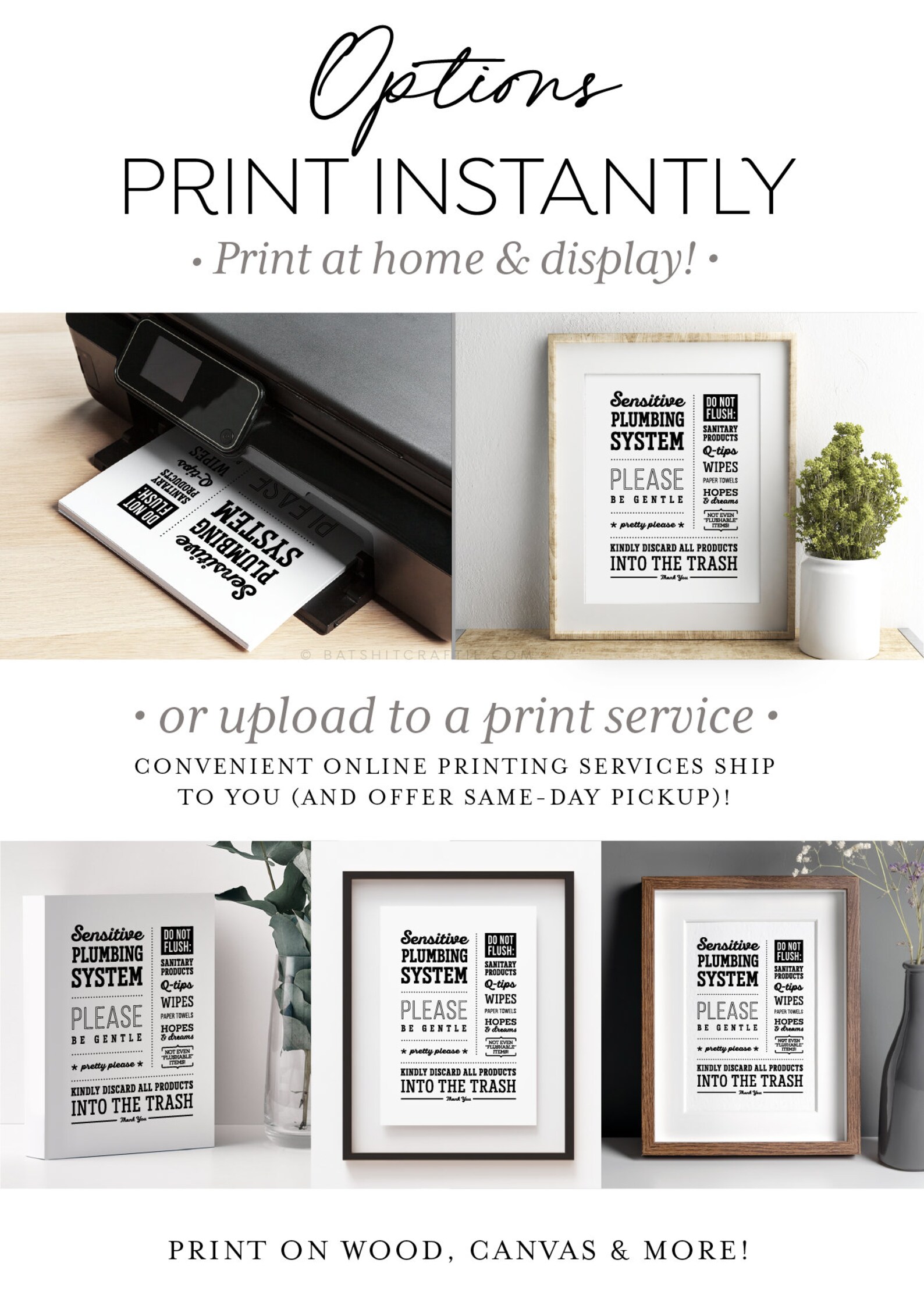 Sensitive Plumbing Bathroom Sign Ready to Print Instantly or - Etsy