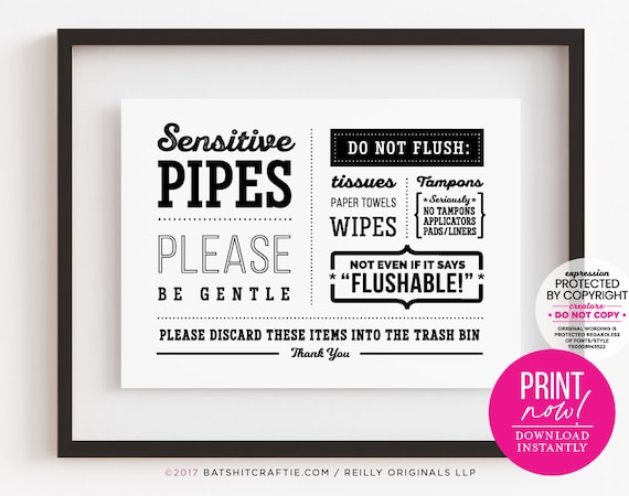 Sensitive Pipes Sign Ready to Ship or Print at Home | Etsy