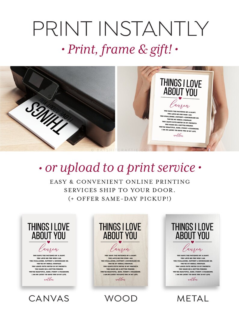 Things I Love About You Personalized Printable Self-editable - Etsy