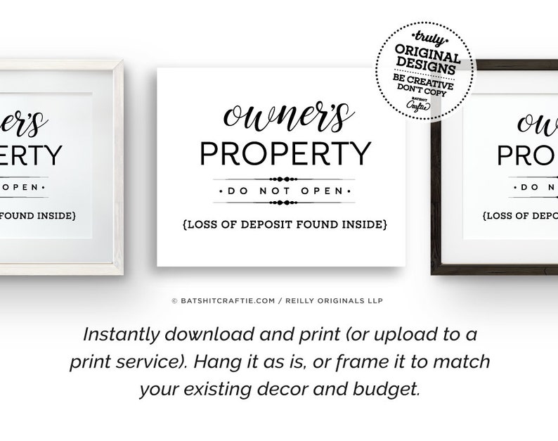Funny Owner's Property Printable Sign Do Not Open Loss | Etsy