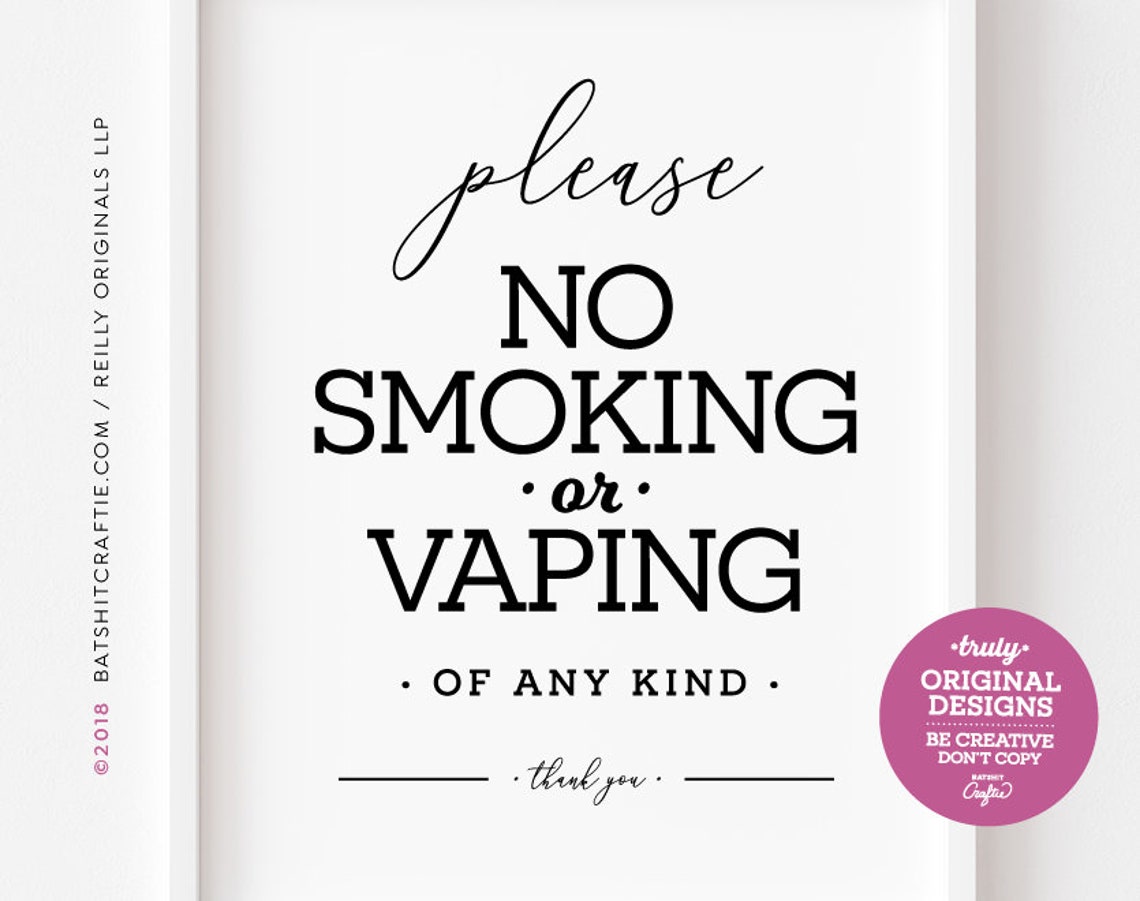 Please No Smoking or Vaping Printable Sign Instant Digital | Etsy