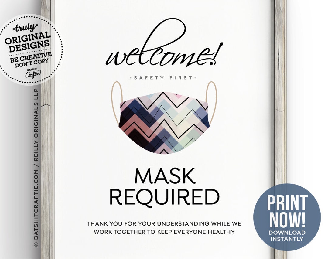 Mask Required PRINTABLE Sign Office Workplace Restaurant Bathrooms ...