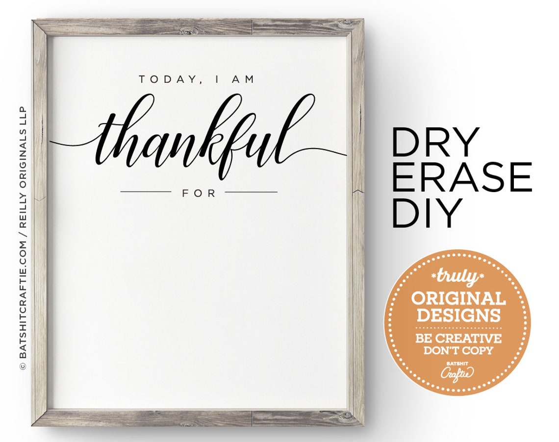 Thankful for Dry Erase DIY PRINTABLE Art Cute Thanksgiving | Etsy