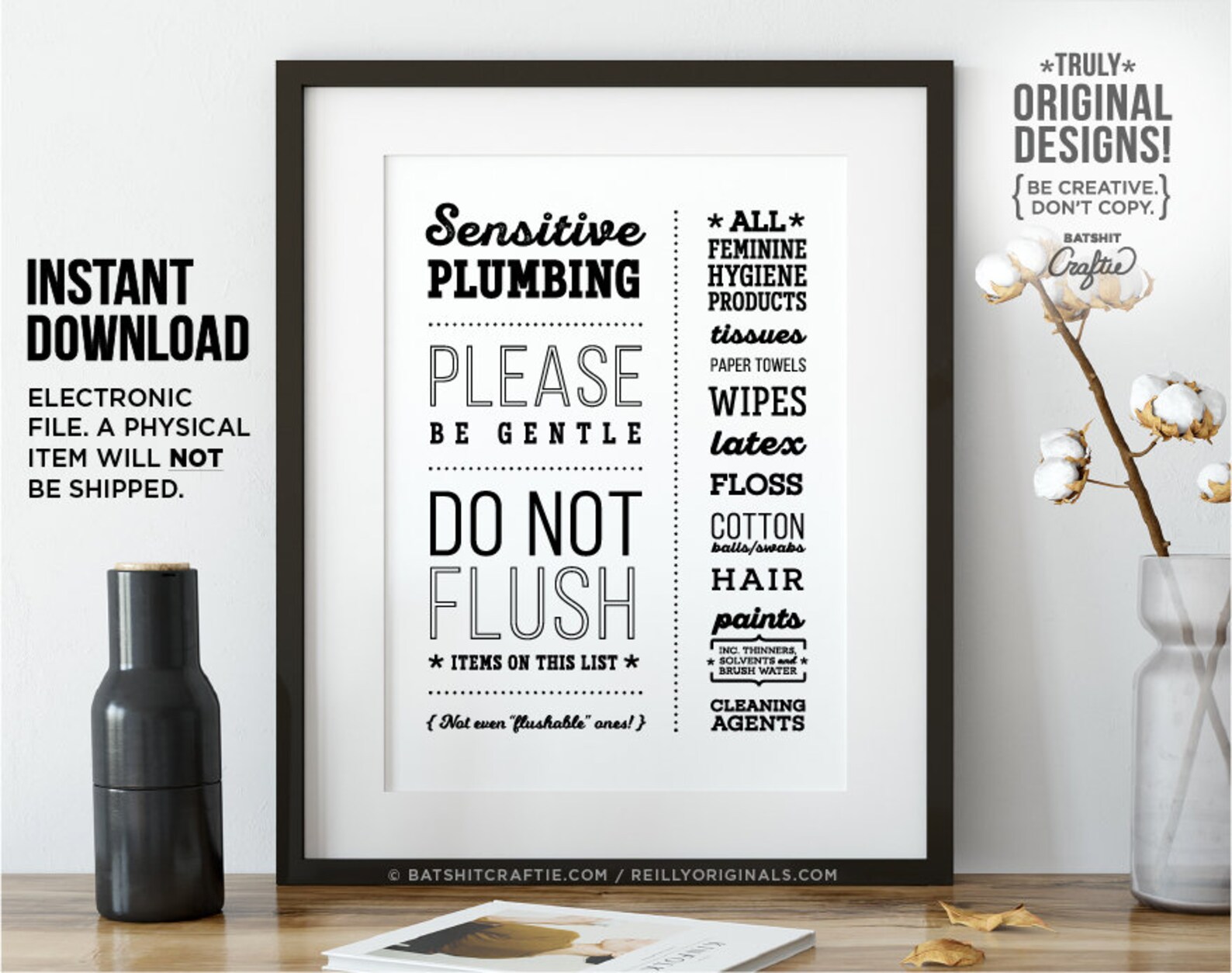 Bathroom Sign INSTANT DOWNLOAD PRINTABLE Sensitive Plumbing | Etsy