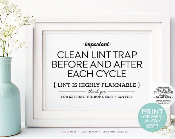 Please Clean Lint Trap Sign Ready to Ship or Print at Home - Etsy Canada