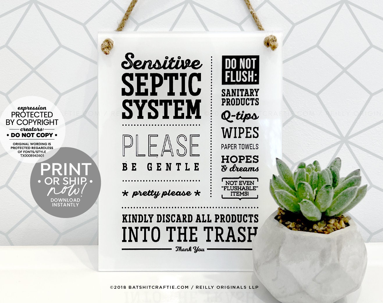 Septic Tank System Bathroom Sign Ready to Print Instantly or - Etsy