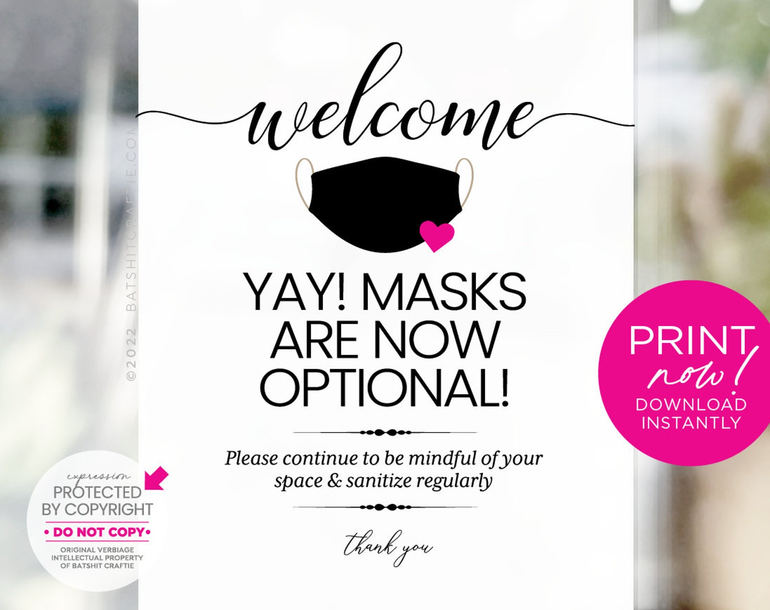 Yay Masks Optional PRINTABLE SIGN Instantly Print Display - Etsy